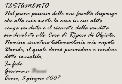 Guida ed Esempi Testamento